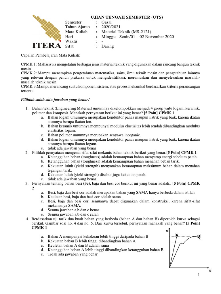 Soal UTS Material Teknik RB 2020-2021 | PDF