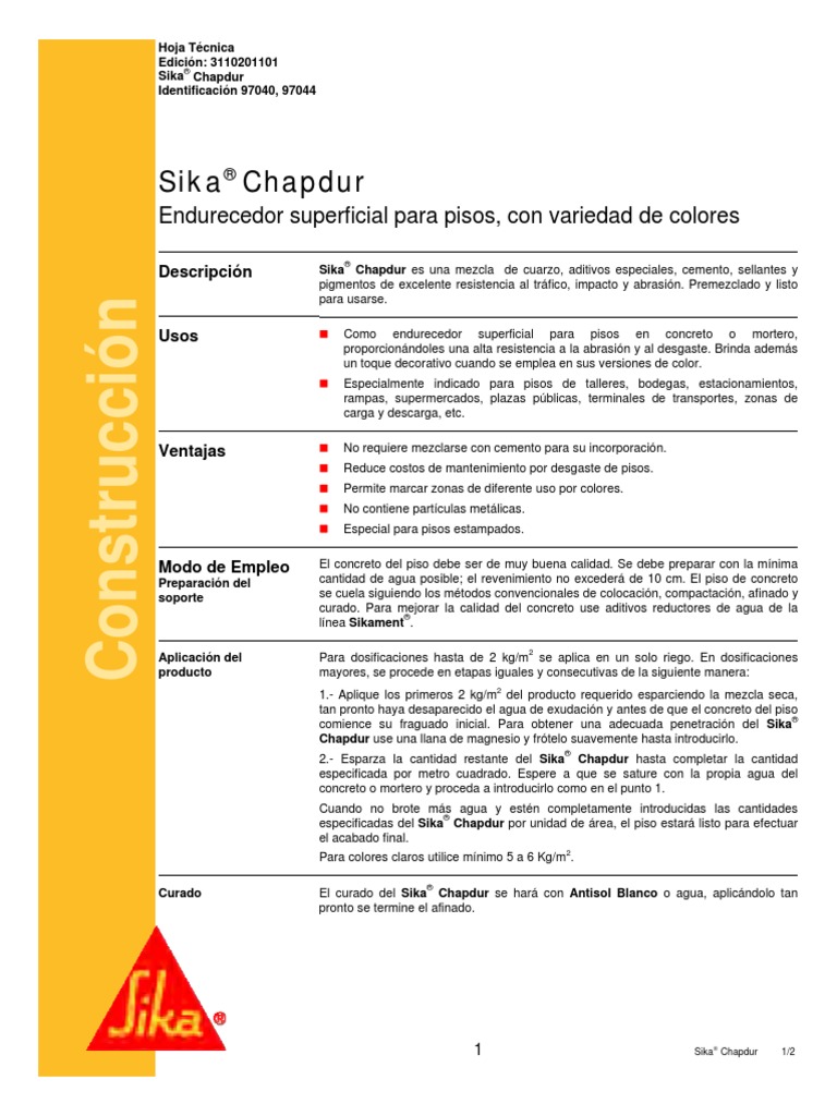 Sika Chapdur | PDF | Hormigón | Materiales