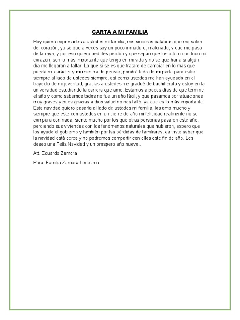 Carta A Mi Familia | PDF