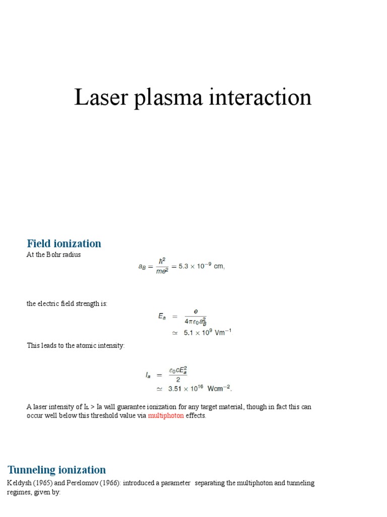 Understanding Laser Plasma Interactions | PDF | Plasma (Physics ...