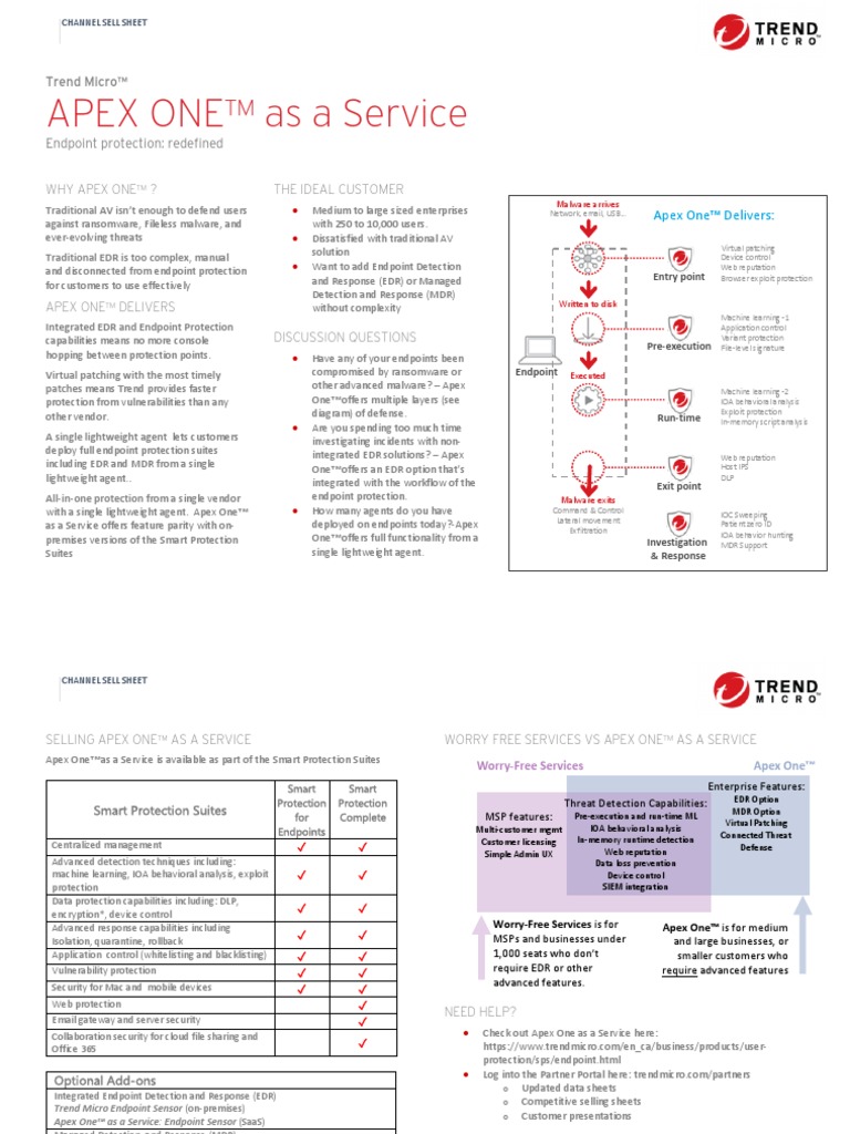 Generic Sell Sheet - Apex One As A Service | PDF | Software As A ...
