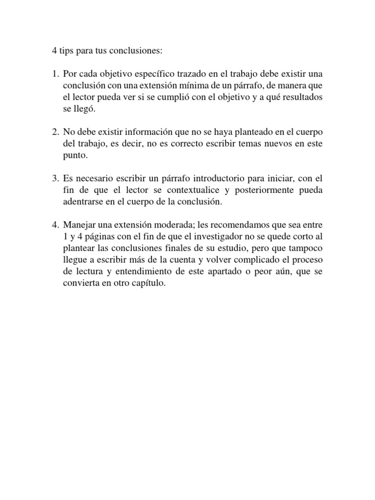 4 Tips para Tus Conclusiones | PDF | Crecimiento personal y profesional