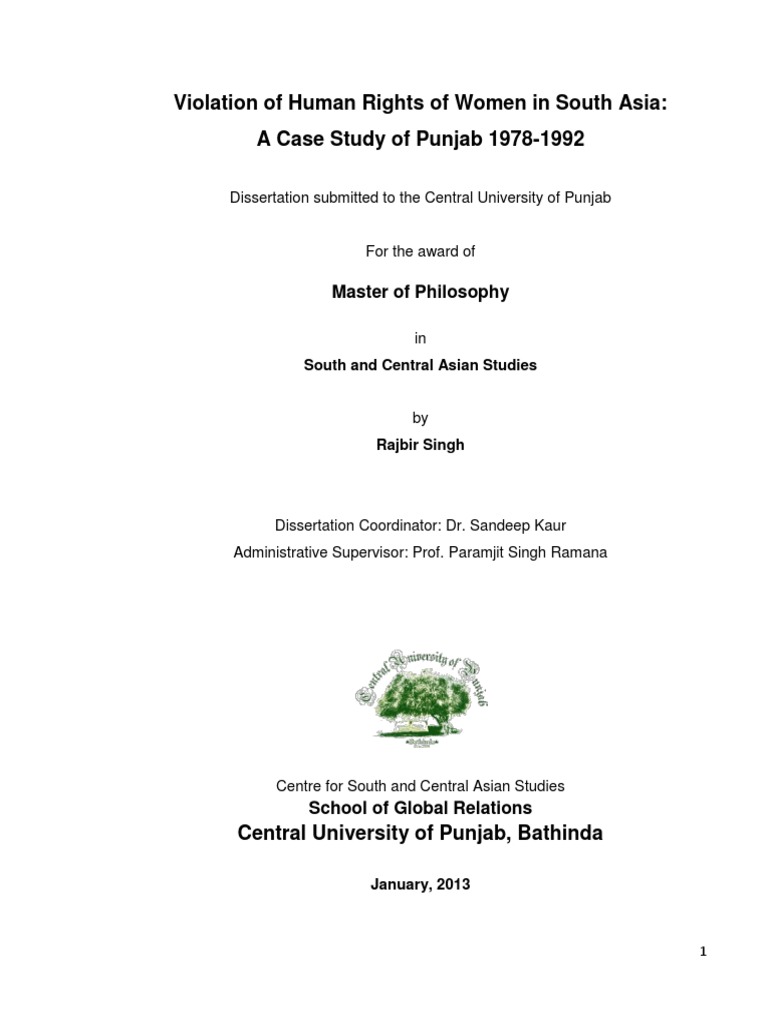 Violation of Human Rights of Women in South Asia: A Case Study of ...