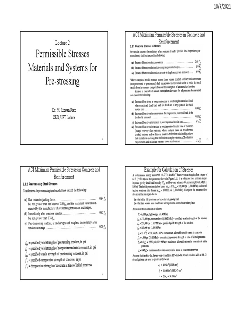Permissible Stresses Materials and Systems For Pre-Stressing | PDF ...