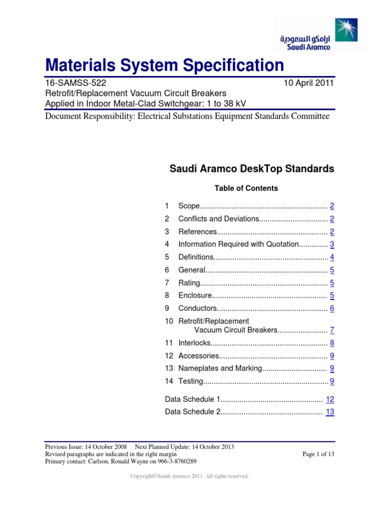 Materials System Specification: Saudi Aramco Desktop Standards | PDF ...