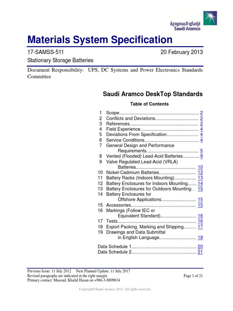 Materials System Specification | PDF | Rechargeable Battery | Chemistry