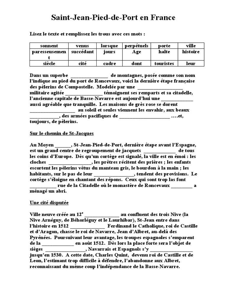 Comprehension Ecrite Texte A Trous Comprehension Ecrite Texte Questions ...