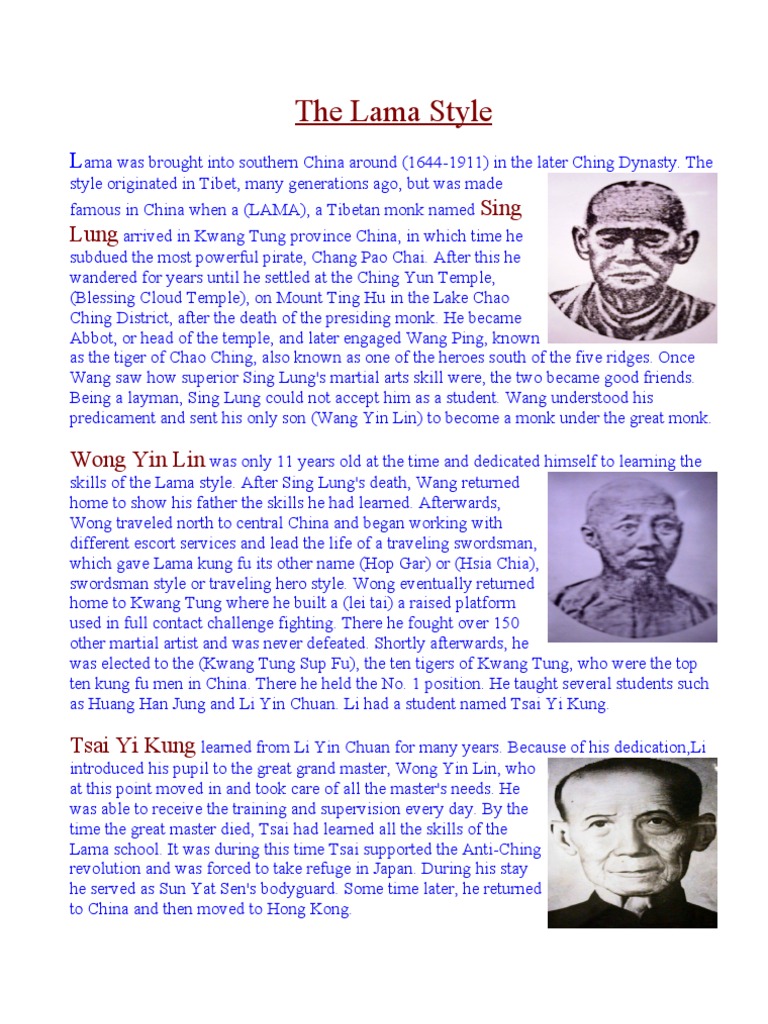 The Lama Style | PDF | Chinese Martial Arts | Tibet