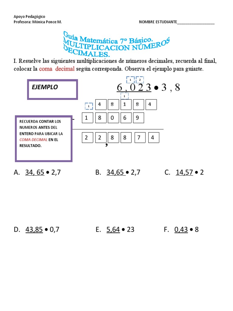 Guia Division y Multiplicacion Decimales | PDF