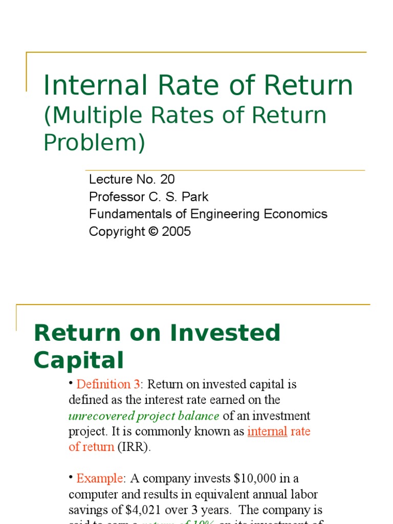 Internal Rate of Return | Download Free PDF | Internal Rate Of Return ...