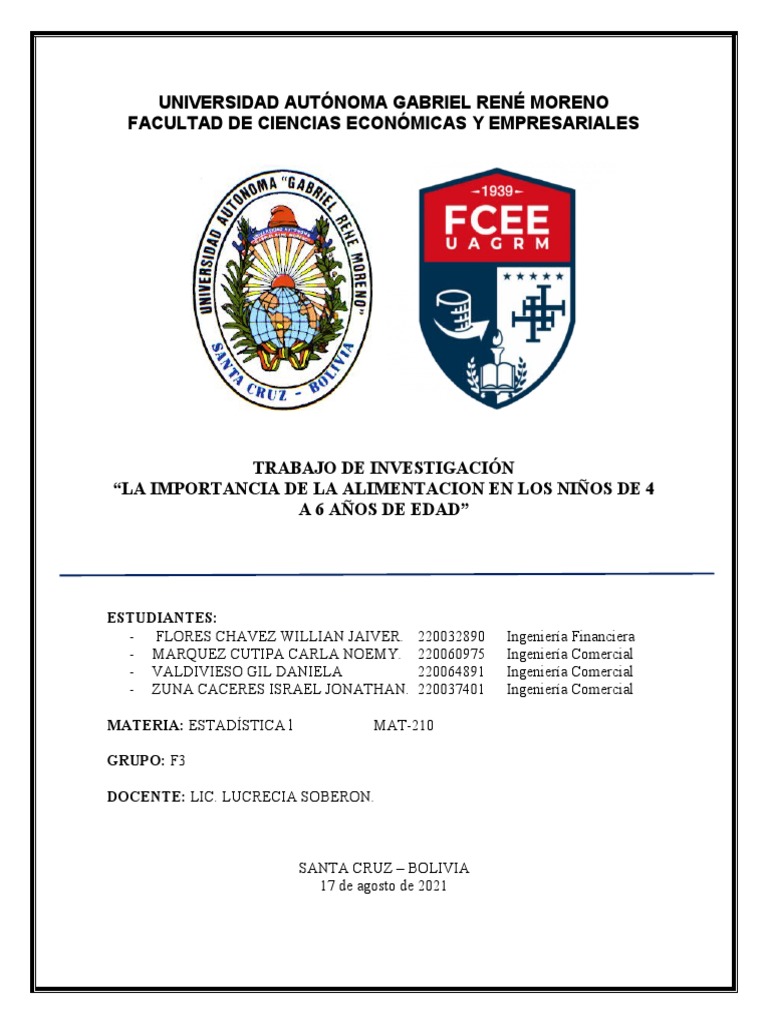 Trabajo Final MAT210 | PDF | Alimentos | Nutrición