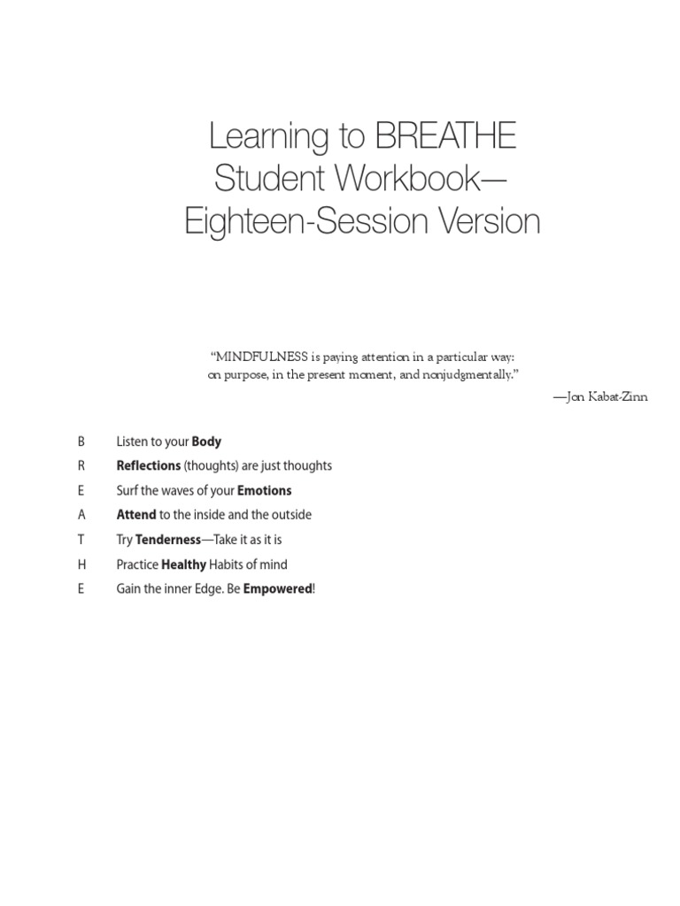 Learning To BREATHE Student Workbook | PDF | Gratitude | Anger