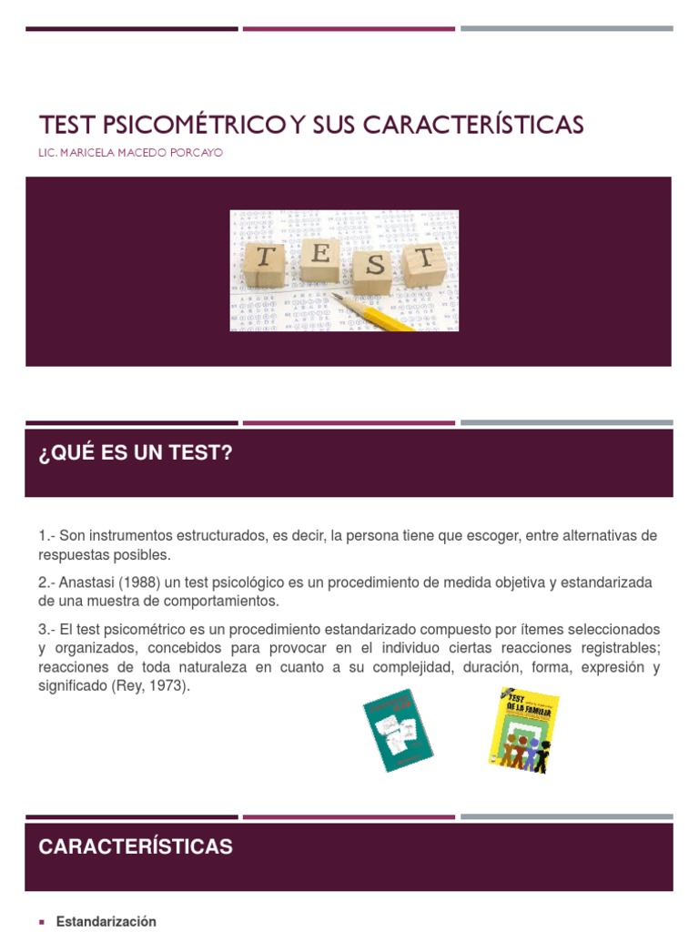 Características de los Tests Psicométricos | PDF | Validez ...