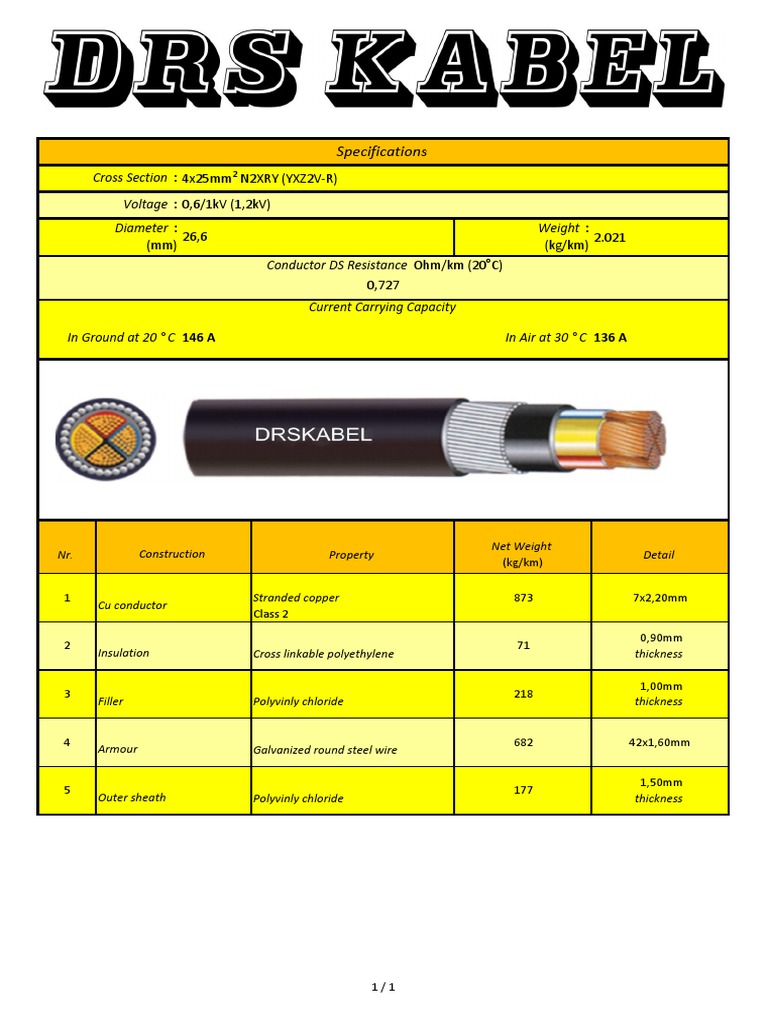 Swa Armored Cable Ds - 4x25 N2xry | PDF