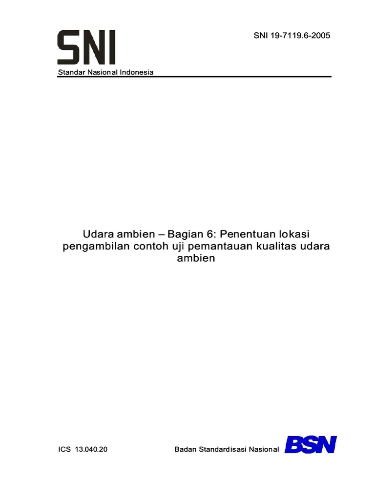 SNI 19-7119.6-2005 (Penentuan Lokasi Sampling Udara Ambien) | PDF