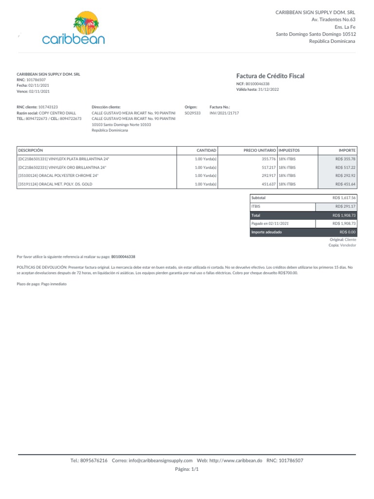 Factura - INV - 2021 - 21717 | PDF