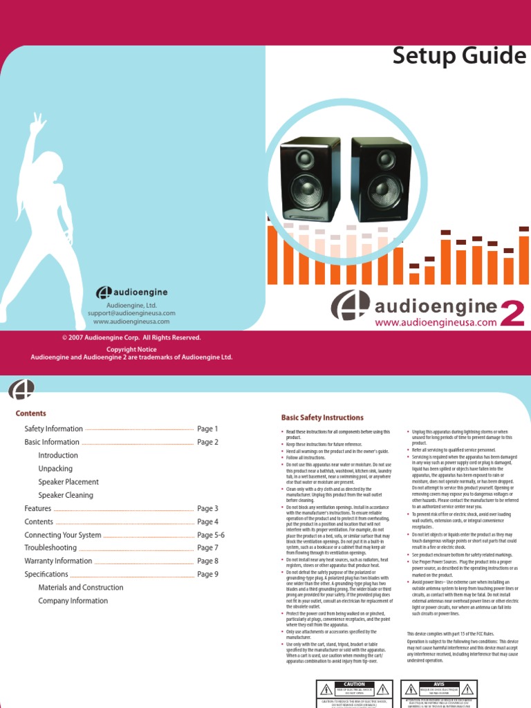 AUDIOENGINE - Audioengine 2 - A2 Setup Guide | PDF | Loudspeaker | Ac ...