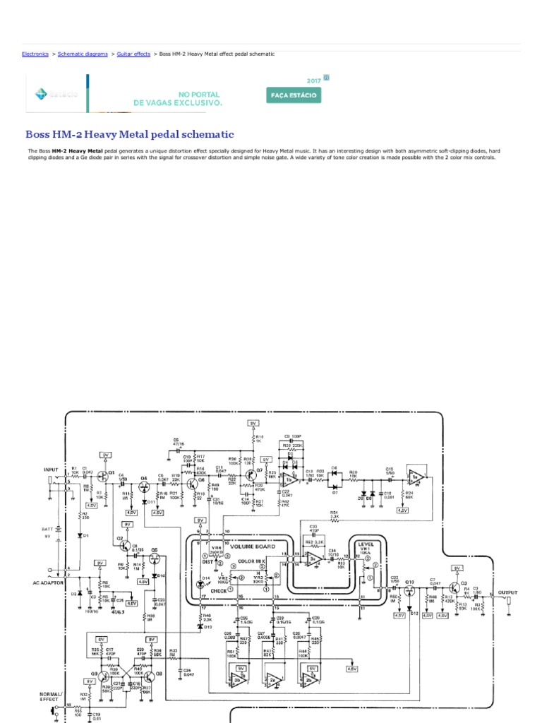 Boss HM-2 Heavy Metal Pedal Schematic Diagram | PDF | Transistor ...