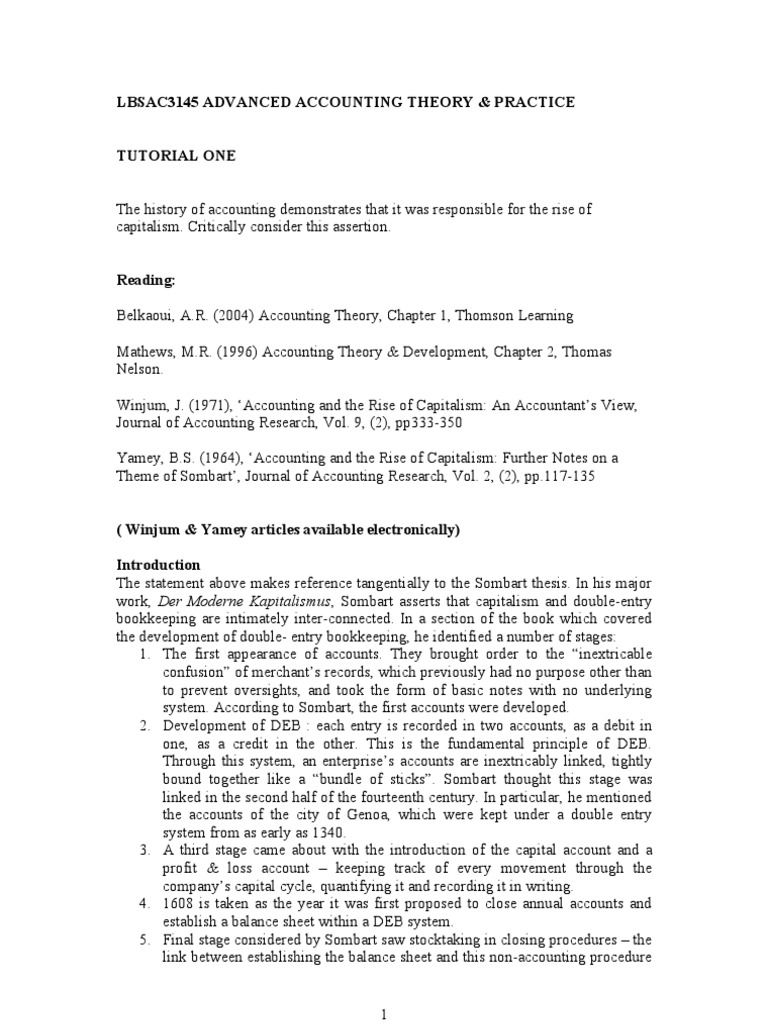 Accounting and Capitalism 1 | PDF | Capital (Economics) | Capitalism