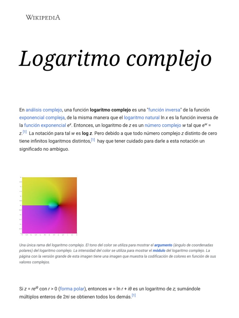 Logaritmo Complejo - Wikipedia, La Enciclopedia Libre | PDF ...