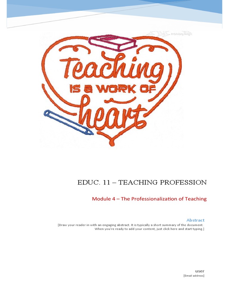 (Template) Module 4 Teaching Profession | PDF | Teachers | Licensure