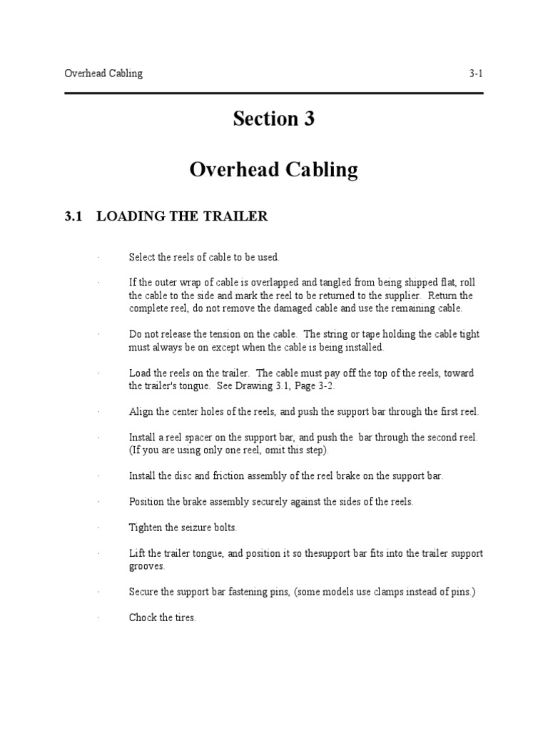 HFC CATV SECTION3 Overhead Cabling | PDF | Trailer (Vehicle) | Wire