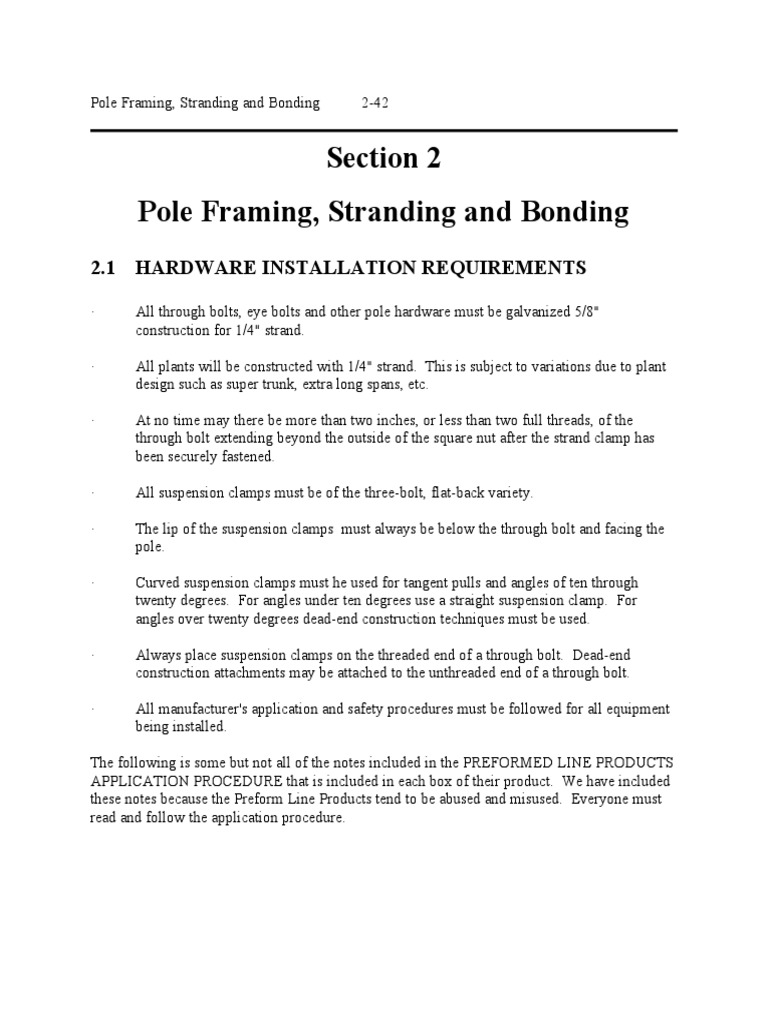 HFC CATV SECTION2 Pole Framing, Stranding, and Bonding | PDF | Screw ...