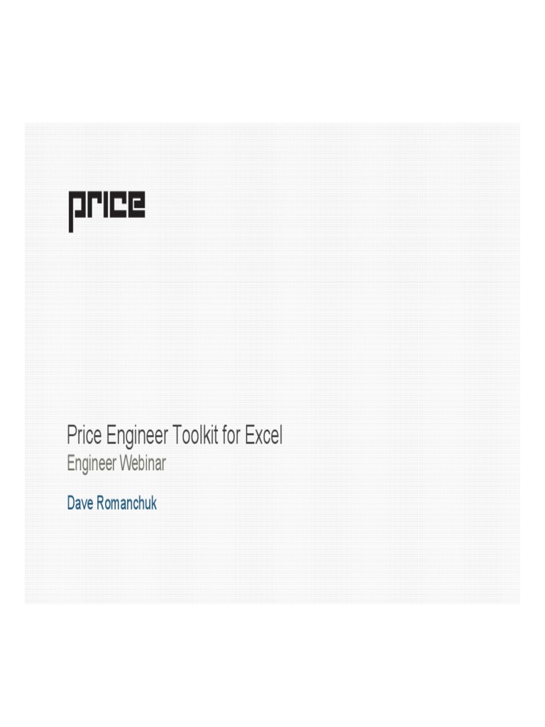 Price Engineer Toolkit For Excel - EngWebinar - Oct12 | PDF | Microsoft ...