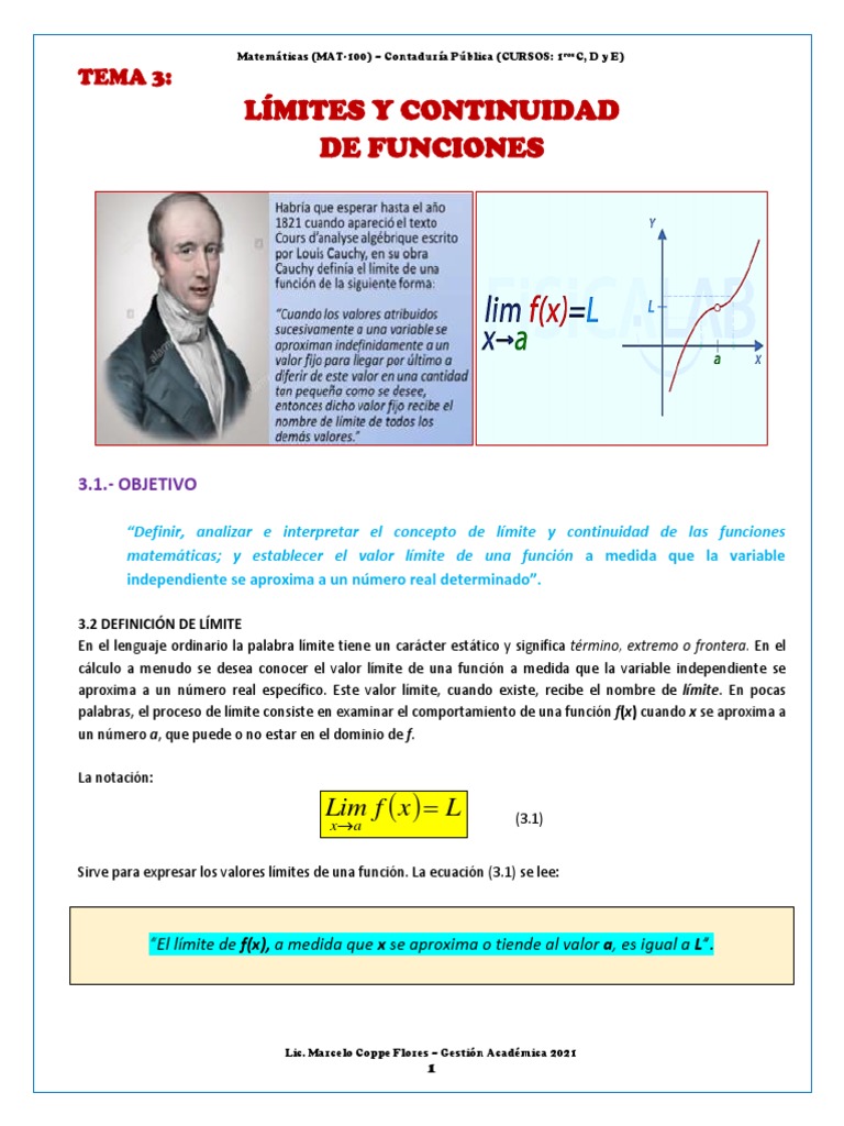 Tema 3. - Límites y Continuidad de Fun | PDF | Límite (Matemáticas ...