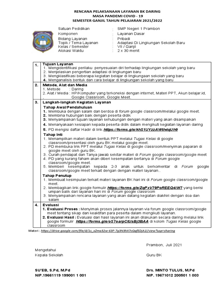 Layanan BK Daring SMP Pandemi | PDF | Bisnis | Seni