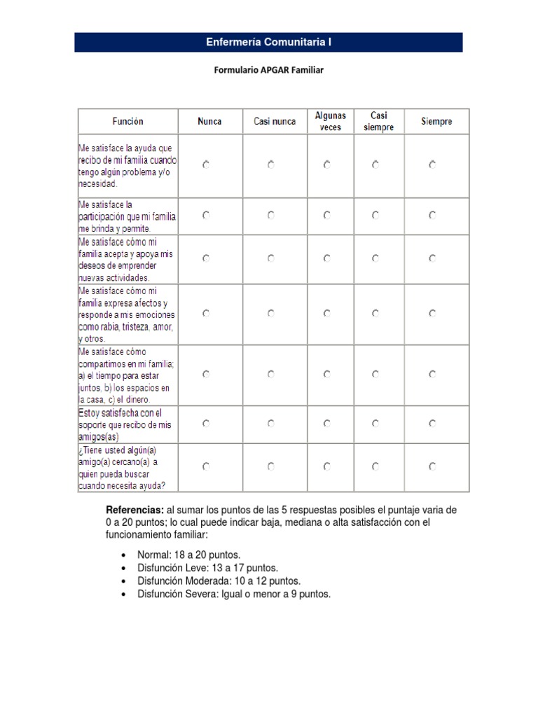 Formulario APGAR Familiar | PDF
