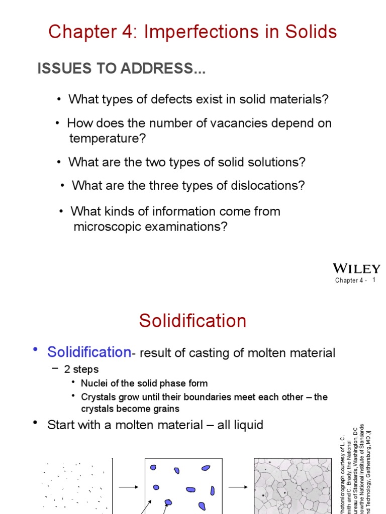 Chapter 4: Imperfections in Solids: Issues To Address.. | PDF | Dislocation | Crystallite