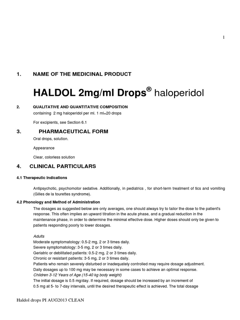 Haloperidol 2mg-ml Drops | PDF | Antipsychotic | Medicine