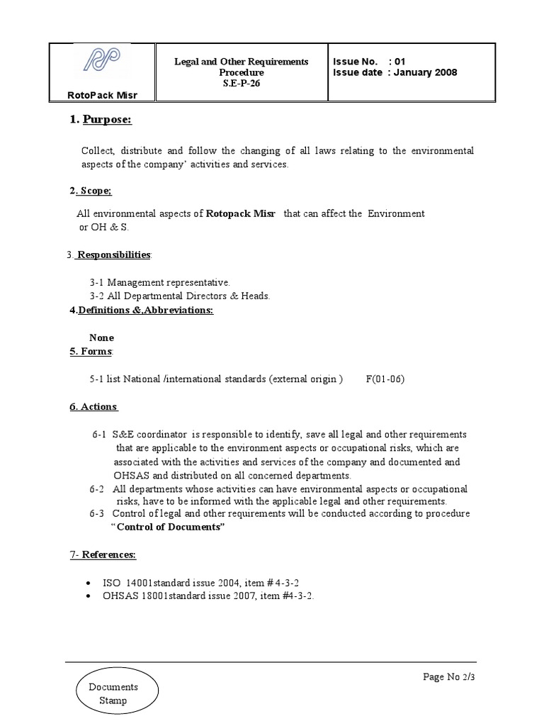 Legal Requirements Procedure | PDF