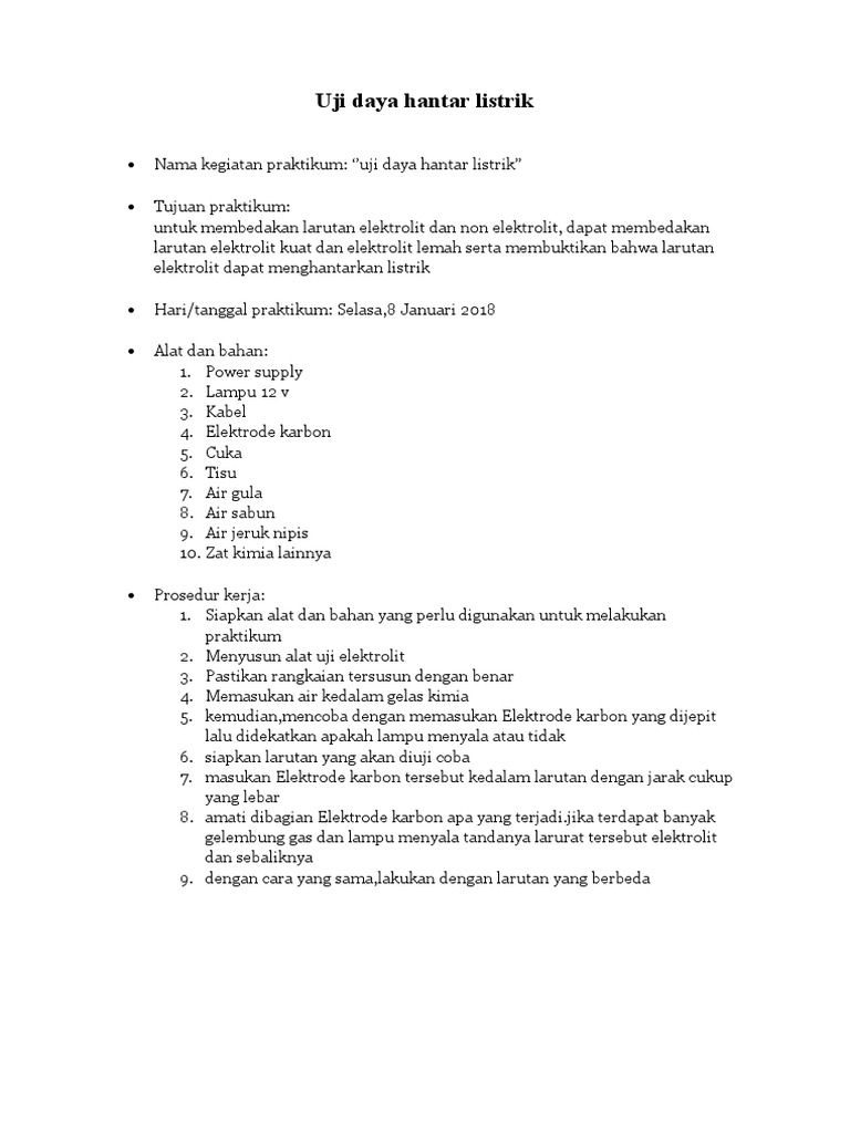 Uji Daya Hantar Listrik | PDF