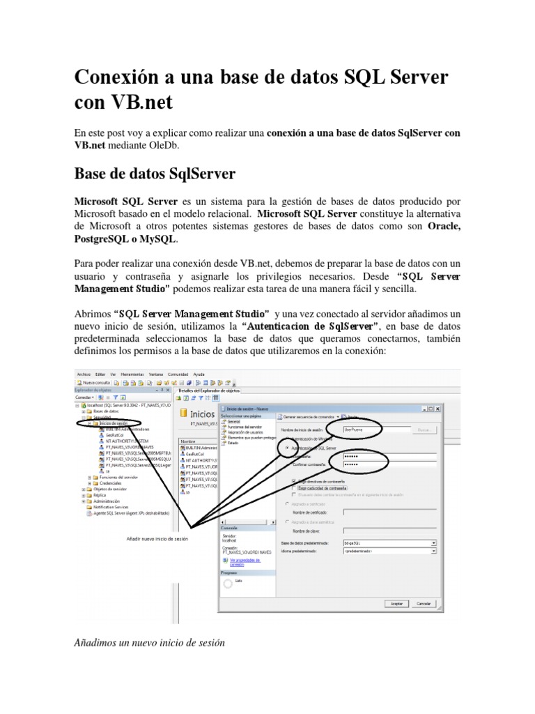 Conexión A Una Base de Datos SqlServer Con VB | PDF | Servidor SQL de ...