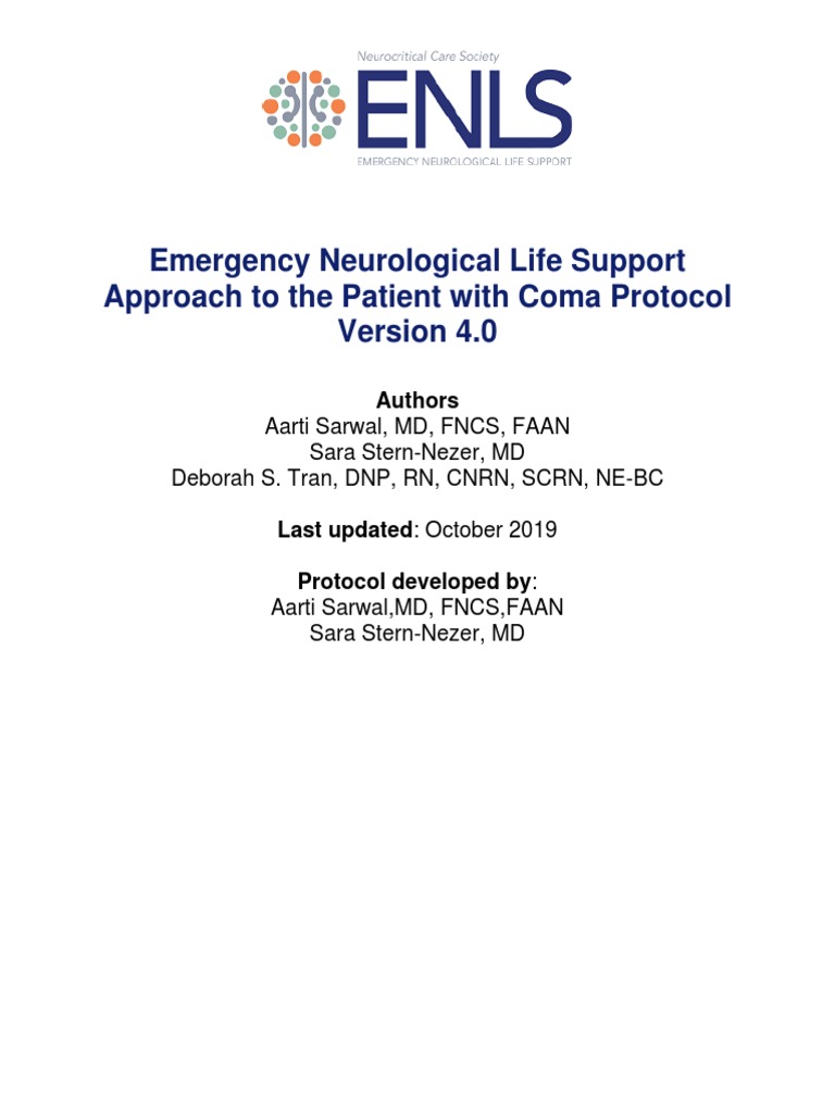 Enls V 4 0 Protocol Coma Final | PDF | Coma | Stroke