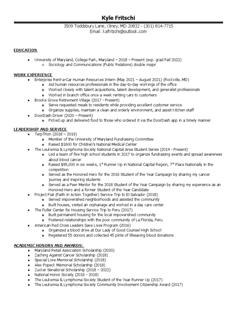 Kyle Fritschi Resume 2021 | PDF