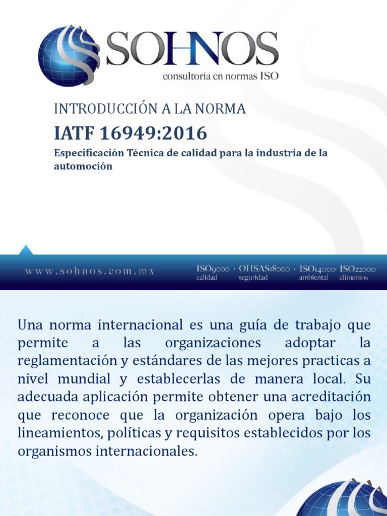 Introducción a la Norma IATF 16949 | PDF | Calidad (comercial ...