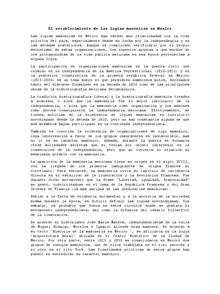 Logias Masónicas en México y su Historia | PDF | Masonería | México