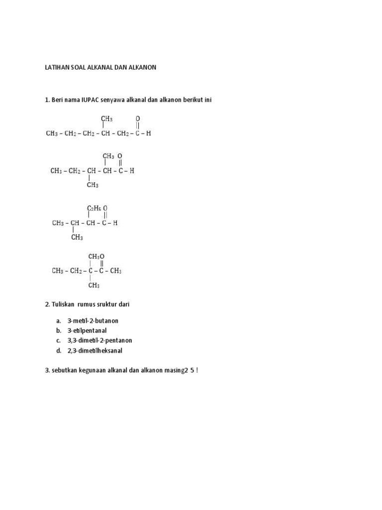 Latihan Soal Alkanal Dan Alkanon | PDF
