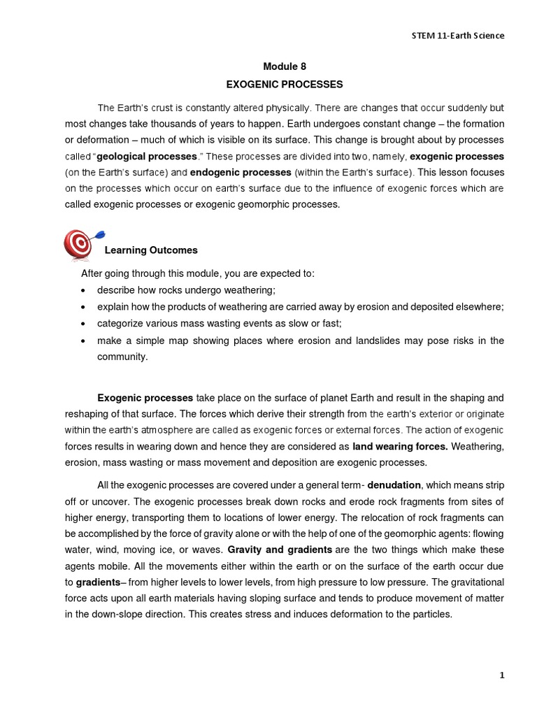 Exogenic Process | PDF | Weathering | Landslide