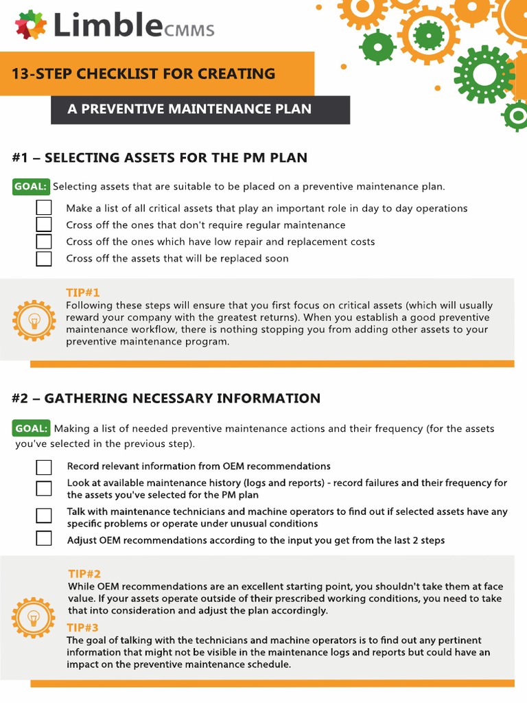 13-Step Checklist For Creating: A Preventive Maintenance Plan #1 ...