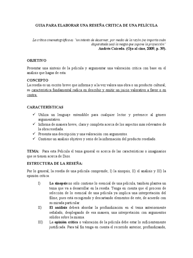 Guía para Reseñas Críticas de Películas | PDF | Crecimiento personal y ...