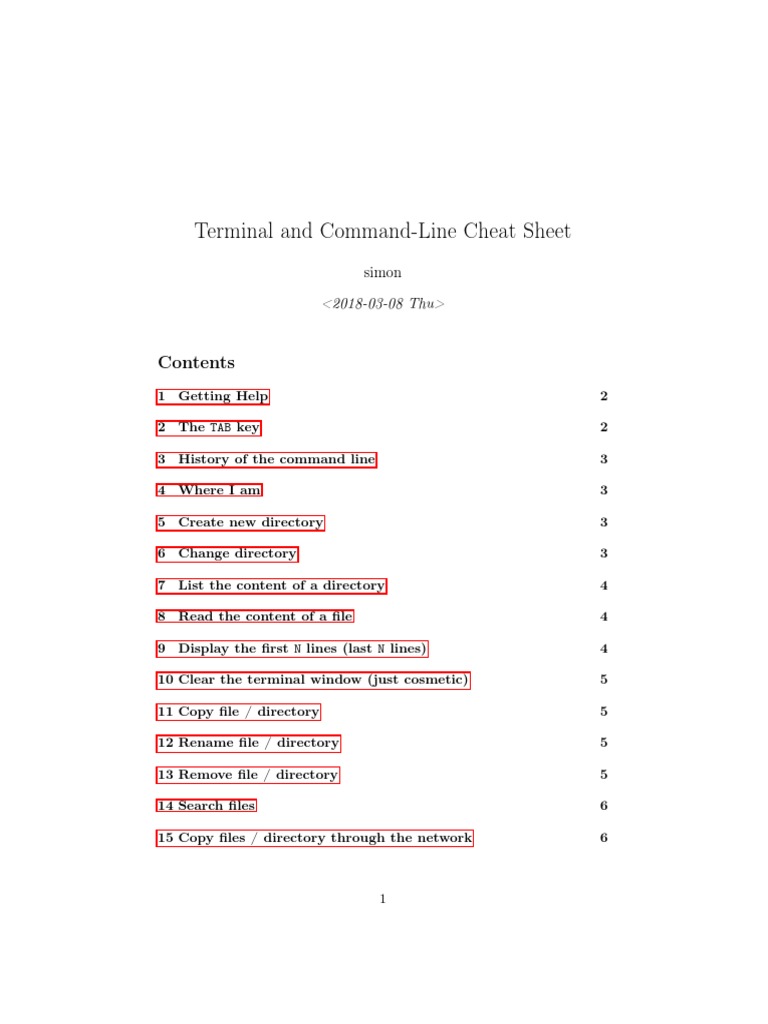 Terminal and Command-Line Cheat Sheet: Simon | Download Free PDF ...