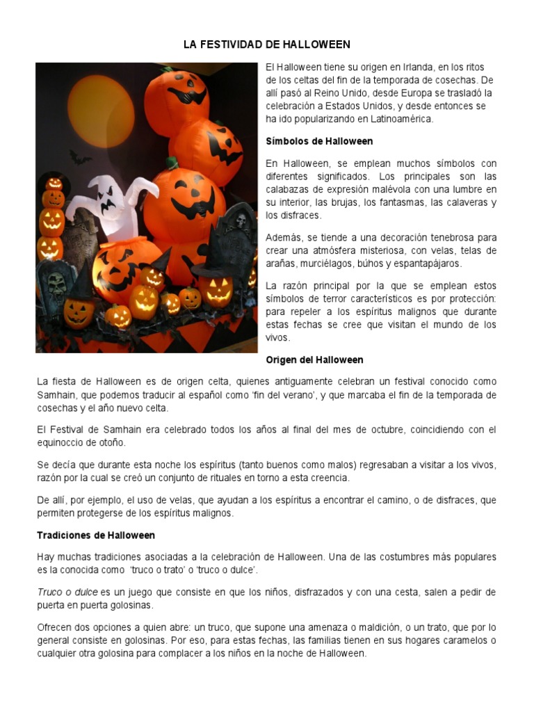 La Festividad de Halloween | PDF | Víspera de Todos los Santos | Folklore