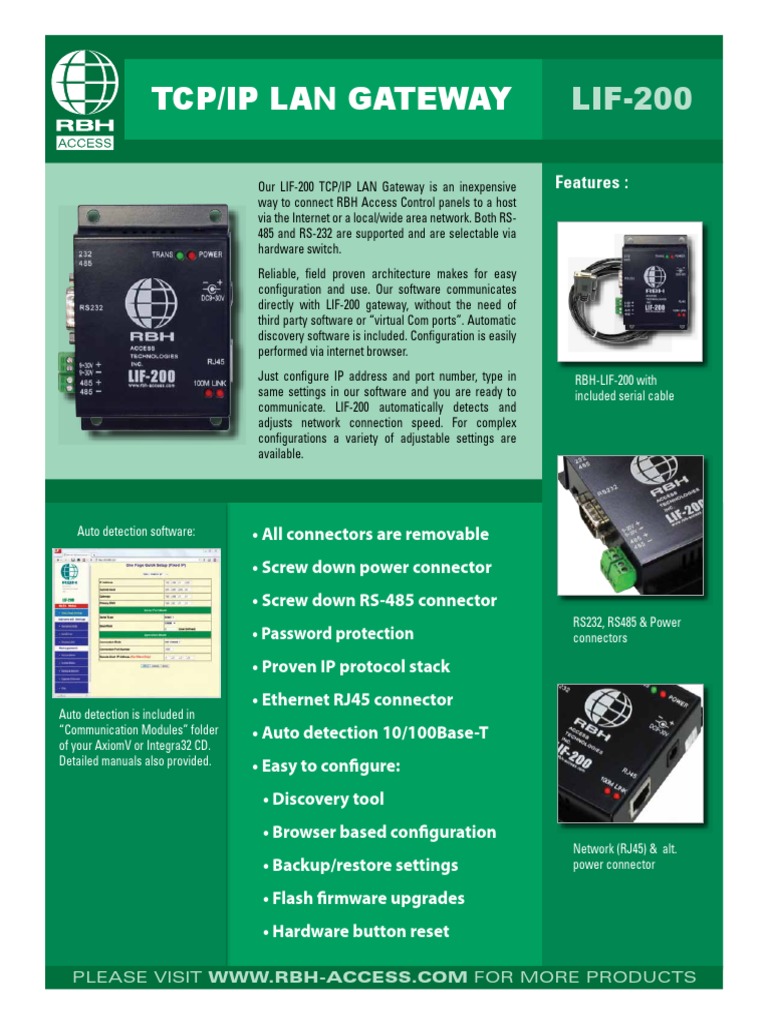 RBH-LIF200 Network Gateway | PDF | Computer Network | Physical Layer Protocols