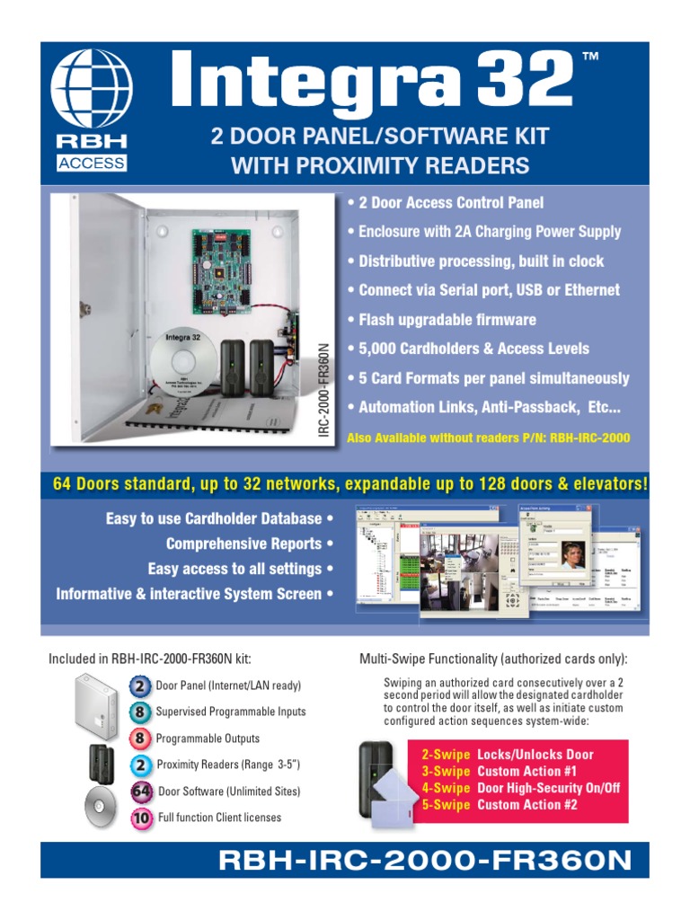 2 Door Panel/Software Kit With Proximity Readers: RBH-IRC-2000-FR360N | PDF | Computer Network ...