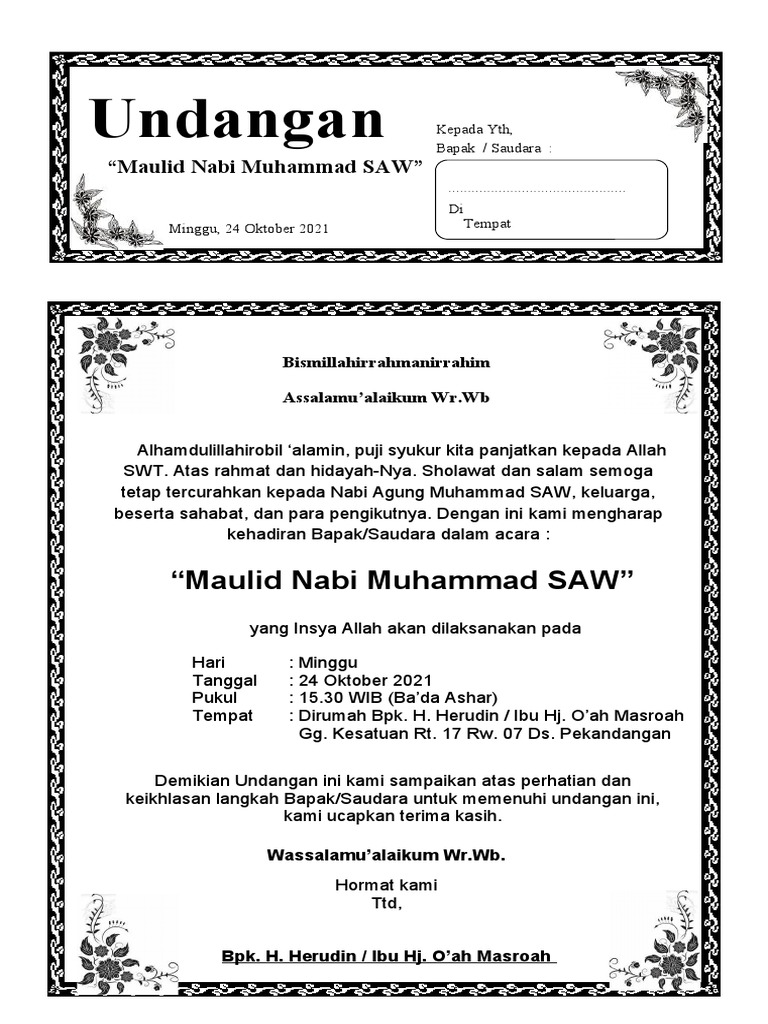Undangan Maulid Nabi | PDF