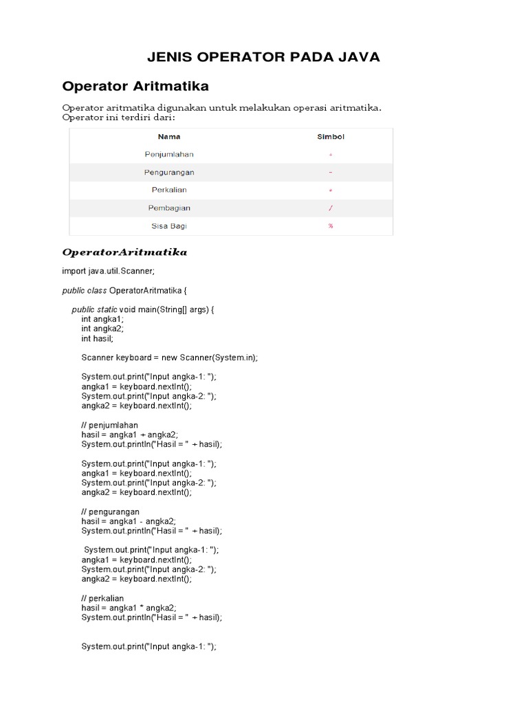 Operator Aritmatika | PDF | Metode & Bahan Ajar | Komputer